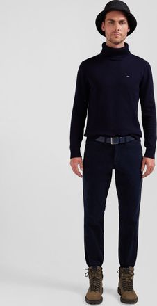 Eden Park Pantalon Chino Bleu Marine En Gabardine De Coton Stretch Coupe Regular