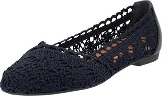 Elara Damen Ballerinas Bequem Slip-On Spitze Chunkyrayan 1128-1 Dk.Blue-36