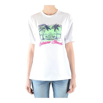 Fendi Kurz&auml;rmeliges T-Shirt - - Tops - Damen - Wei&szlig; - XS