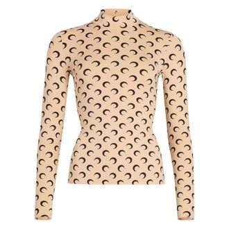 Marine Serre Femme, Tops, Beige, Taille: 42 FR Chemise Beige &agrave; Imprim&eacute; Lune