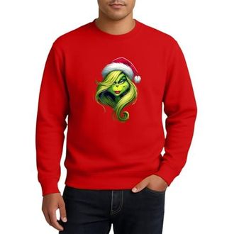 Generic Le Grinch Pull De Noel Homme Vetement Pulls Sweats Noel Sweater Christmas Pyjama Adulte 2025 Costume Moche zippé col Rond Sweat Deguisement Sweatshirt