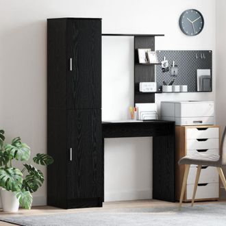 vidaXL Bureau avec rangement Ch&ecirc;ne noir Bois ding&eacute;nierie Vidaxl