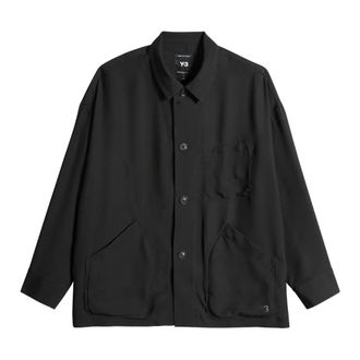 Yohji Yamamoto Femme, Vestes, Noir, Taille: 36 FR Veste / Chemise de Travail en Viscose