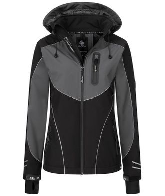 Rock Creek Damen Softshell Jacke Windbreaker Regenjacke &Uuml;bergangsjacke Softshelljacke Damenjacke Regenmantel Outdoorjacke Kapuze D-464 Schwarz XXL