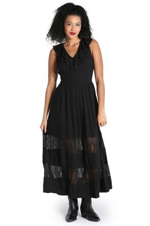 Hell Bunny Maxikleid Mortem Sommerkleid Retro Vintage R&uuml;schen Spitze