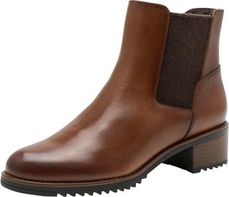 Marco Tozzi Damen Chelsea Boots mit Lederanteil Elegant, Braun (Cognac), 37 EU