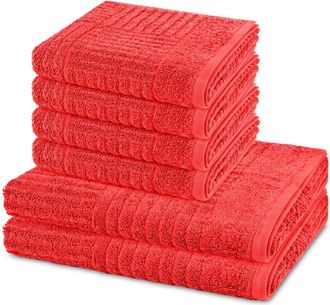 ROSS 6-teiliges Handtuch-Set Carre - 4X Handt&uuml;cher & 2X Duscht&uuml;cher, Walkfrottee 520 g/m&sup2;, Hoch-Tief-Struktur, weich & saugstark, 100% Baumwolle - angenehm