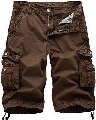 Minetom Hommes Shorts Bermudas Cargo DÉté Travailler Outdoor Casual Lâche Pantalons Courts avec Poche Café XXL