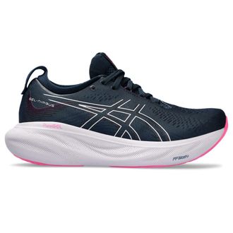 Asics Nimbus 25 Straßenlaufschuh für Damen Weiß Beige, Blau Französisch Lila, 36.5 EU Larga