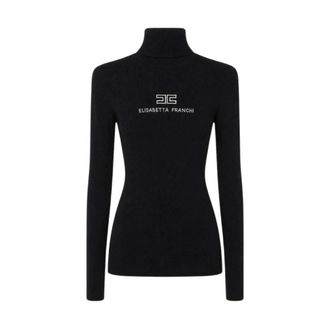 Elisabetta Franchi Rippstrick-Rollkragenpullover - - Knitwear - Damen - Schwarzk - L