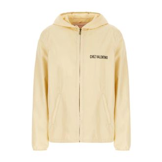Valentino Garavani Homme, Vestes, Beige, Taille: S Veste Cr&egrave;me &agrave; Capuche Zipp&eacute;e