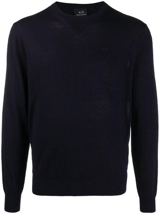 A|X Armani Exchange pull &agrave; logo brod&eacute; - Bleu