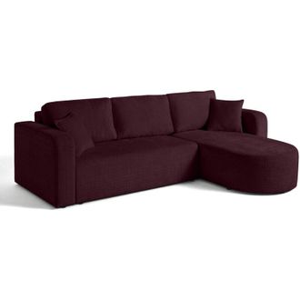 Best Mobilier Bestmobilier - Miro - canap&eacute; dangle r&eacute;versible - 4 places - convertible avec coffre - en velours textur&eacute;