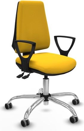 Piqueras y Crespo Telearbeitsstuhl Elche mit festen Armen, ausgestattet mit Asincro und Schneidschaum, Rollen 65 mm, Parkett, Gelb