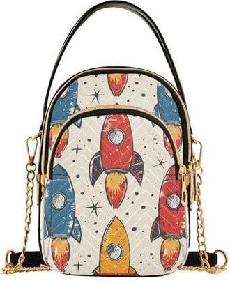 Mnsruu Sac à bandoulière pour femme - Motif fusée - Avec sangle réglable