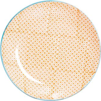 Nicola Spring Handgedruckter Teller - 25,5cm - Orange