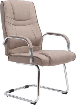 Clp Chaise Cantilever Attila Tissu avec Accoudoirs I Fauteuil Oscillant avec Pi&egrave;tement Luge M&eacute;tal Chrom&eacute; I Chaise De Salle A Manger Rembourr&eacute;e, Couleur:Ta