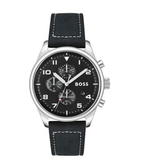HUGO BOSS Homme, Accessoires, Noir, Taille: ONE Size Montre habill&eacute;e de luxe en cuir