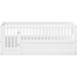 Liberte Lit enfant en bois 140x200, avec compartiments et portes, blanc