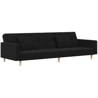 vidaXL Schlafsofa 2-Sitzer mit 2 Kissen Schwarz Stoff - Vidaxl