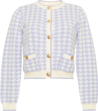 Cara Cara cardigan Priscilla &agrave; motif pied-de-poule - Bleu