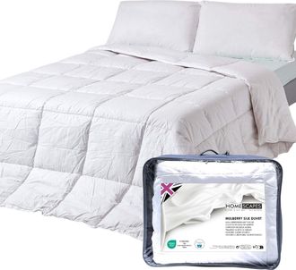 Homescapes Seidendecke 200x200 cm, warme Winter-Bettdecke Maulbeerseide mit 550 GSM Füllung aus Seide & Funktionsfaser, kuschelige Bettdecke mit Baumwollbezug, W