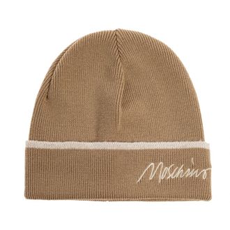 Moschino Wollm&uuml;tze mit Logo - - Accessories - unisex - Beige - ONE SIZE