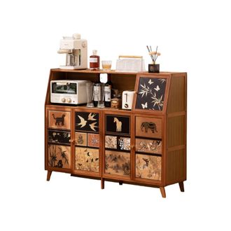 Generic Sideboard im Konsolenstil, Aufbewahrungsschrank aus Holz, schmaler Schrank mit herausnehmbaren Regalb&ouml;den und offener Arbeitsfl&auml;che, geeignet for klei