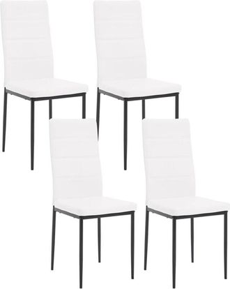Woltu Lot de 4 Chaise Salle à Manger en Similicuir + Métal, Chaise Cuisine Moderne, pour Salon, Cuisine, Salle à Manger, Blanc