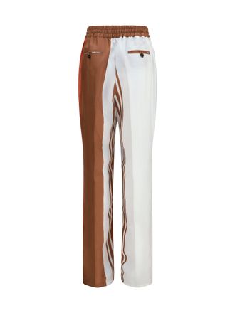 Kiton Womens Striped Silk Pants Rosa Cipria Trousers