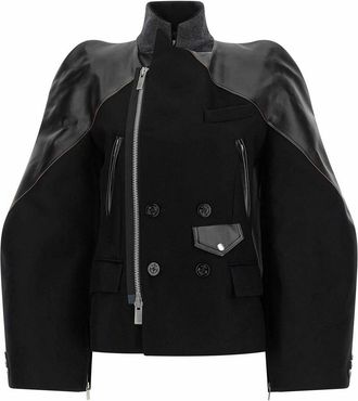 sacai Kurzer Mantel - Schwarz