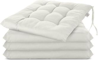 Brandsseller Lot de 4 Coussin de Chaise 40x40 cm Coussin dassise Rembourrage de Chaise avec Fixations Décoration pour lintérieur et lextérieur piqué - Blanc