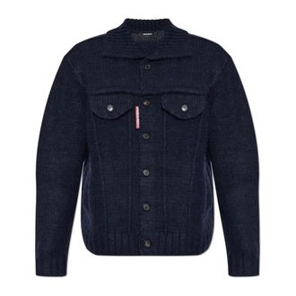 Dsquared2 Woll-Strickjacke - - Knitwear - Herren - Blau - XL