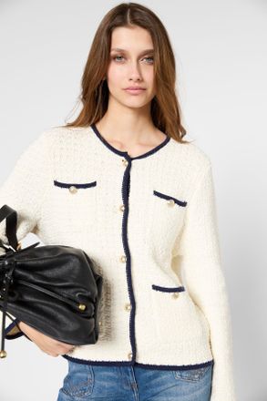 Gerard Darel Cardigan en coton et boutons grav&eacute;s - JOVIE - Ecru