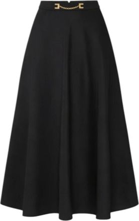 Elisabetta Franchi Femme, Jupes, Noir, Taille: 36 FR Jupe Duchesse avec Logo Bijou