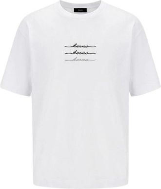 Herno Homme, Tops, Blanc, Taille: XL T-Shirt Avec Broderie