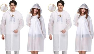 EVA BigLion Erwachsene Regenponcho, wasserdicht, wiederverwendbar, mit Kapuze, mit &Auml;rmeln, Schwarz oder Wei&szlig; ( Farbe nicht ausw&auml;hlbar)