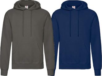 Fruit Of The Loom 2er Classic Hooded Sweat Set Herren Kapuzenpullover Sweatshirt M L XL 2XL 3XL 4XL 5XL Farbsets & HLKauf-Block (M, 1x Anthrazit & 1x Navy & 1x HLKauf-B