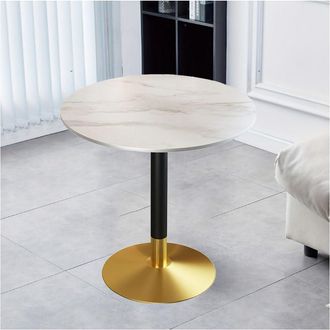 Generic Runder Marmor-Esstisch mit goldenen Tulpenmetallbeinen Moderne 80 cm kreisförmige Küchentische für Esszimmer, Büro und Lounge weiß (Größe: 60 cm, Farb