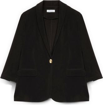 Fiorella Rubino Femme, Vestes, Noir, Taille: 38 FR Blazer en jersey &agrave; manches trois-quarts