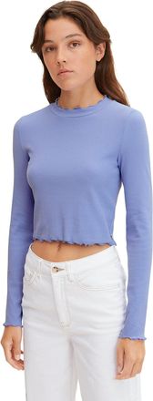 Tom Tailor Damen Cropped Langarmshirt 1032820, 30029 - Calm Lavender, XL
