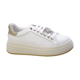 Apepazza Femme, Chaussures, Blanc, Taille: 41 EU Baskets en cuir blanc avec charme papillon