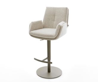 DELIFE Barstuhl Clea-Flex Webstoff Soft Beige Drehfu&szlig; h&ouml;henverstellbar Metall Titanfarben, Barst&uuml;hle