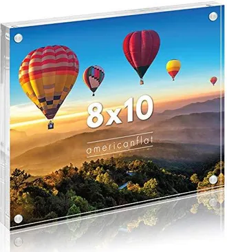 Americanflat Acryl-Bilderrahmen, doppelseitiger Rahmen mit magnetischen Ecken, transparenter Acrylrahmen für Schreibtisch oder Tischdekoration, 20,3 x 25,4 cm, Bil