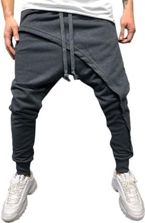 Generic Pantalon de jogging pour homme, pantalon de jogging &agrave; lentrejambe bas pantalon slim fit pantalon sarouel hip-hop cordon de serrage taille &eacute;lastique pa