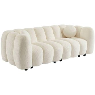 Sweeek 3-Sitzer-Sofa im Muscheldesign mit Boucl&eacute;-Bezug