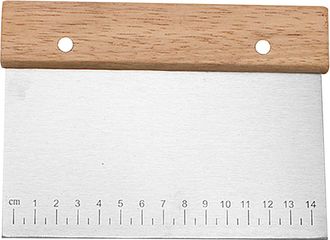 Generic Edelstahl Teigschaber mit Rutschfestem Holzgriff und Messskala Teigspachtel Teigkarte Backen Teigschneider Gebäckschaber für die Küche Teigkuchen Pizz