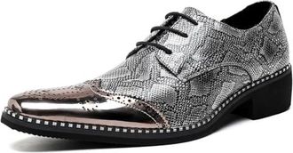 Generic Chaussures habill&eacute;es Oxford en cuir &agrave; lacets pour homme - Style moderne - Pour bal de fin dann&eacute;e, mariage, f&ecirc;te, Argent&eacute;., 42 2/3 EU