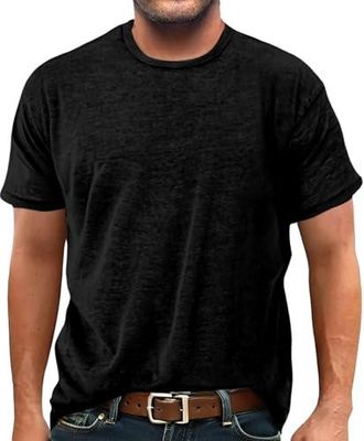 Generic T-shirt à manches courtes pour homme, coupe classique, couleur unie, col rond, t-shirt ample à manches courtes tendance pour intérieur et extérieur, m