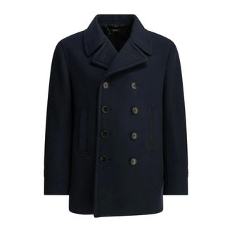 Tom Ford Peacoat en laine &agrave; double boutonnage - Homme - Manteaux - Bleu - Taille: XL
